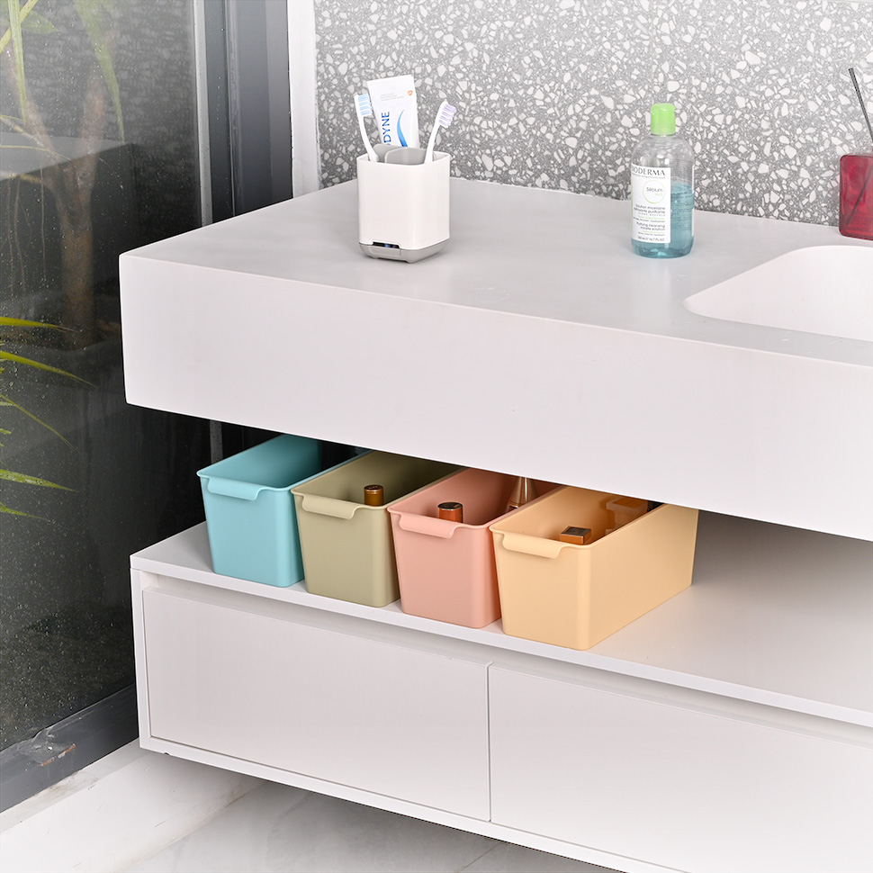 4-Piece Color-Coded Storage Bin Set - Durable, Easy-Grip- STORA™