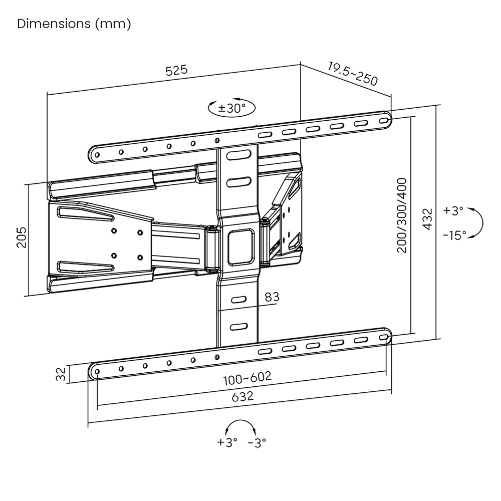 Ultra Slim TV Wall Mount for 43"-90" TVs - PrimeCables
