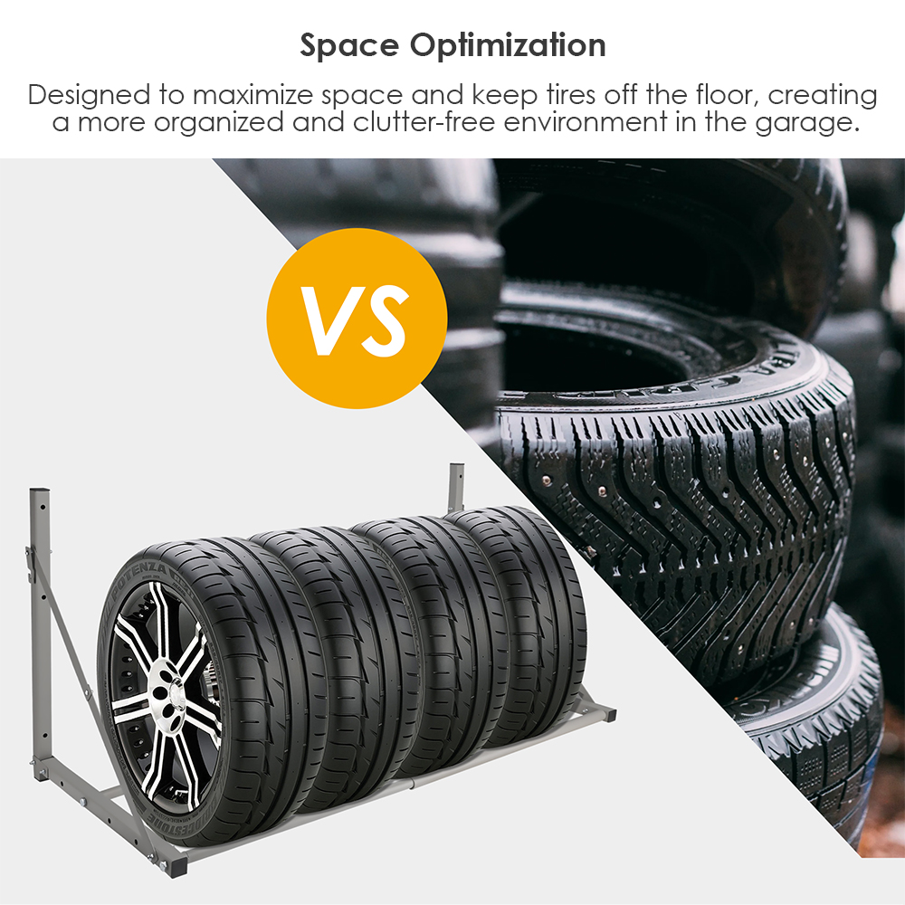 Foldable and Adjustable Wall Mount Garage Tire Storage Rack, 330lbs ...