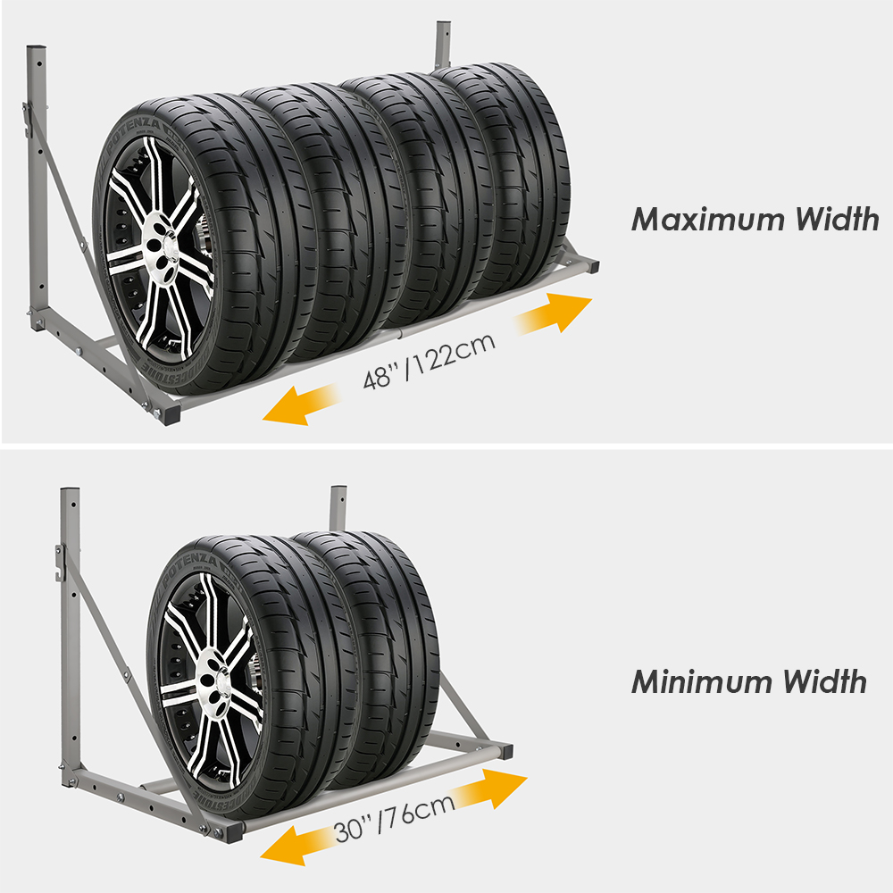 Foldable and Adjustable Wall Mount Garage Tire Storage Rack, 330lbs ...