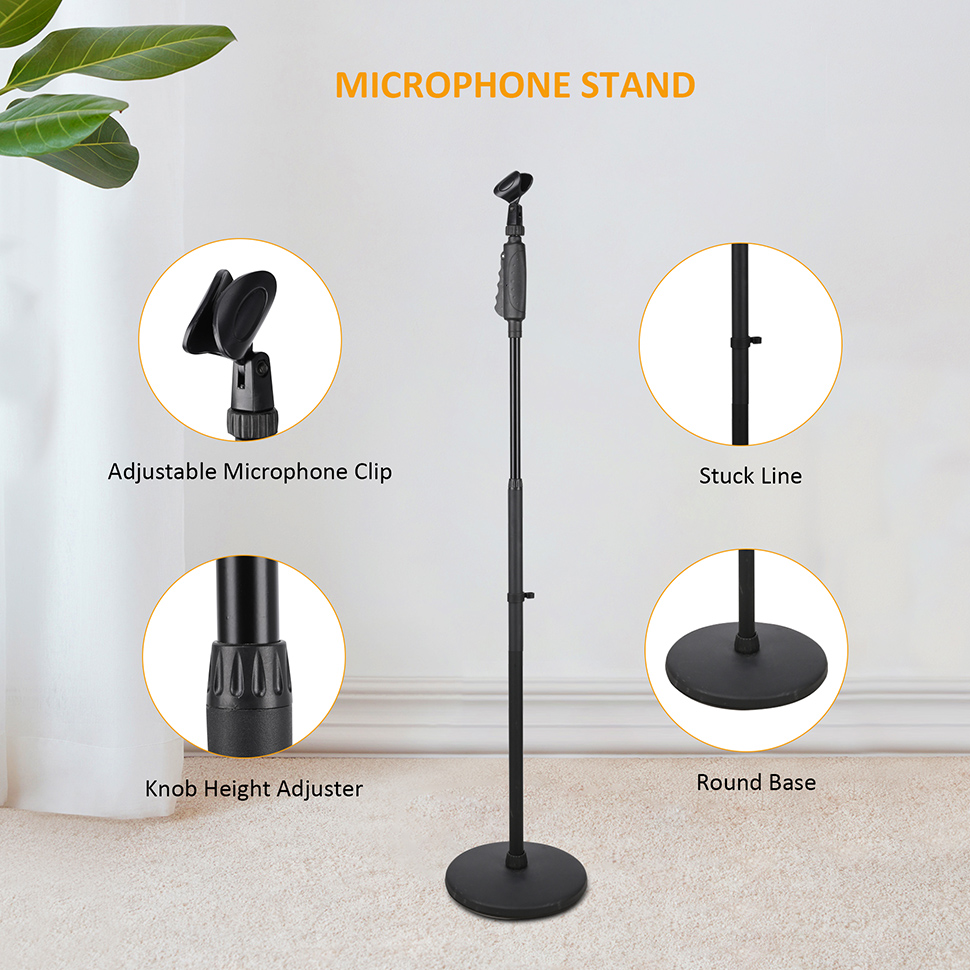 Universal Floor Tall Microphone Stand, Adjustable Height 43.7-72 inches ...