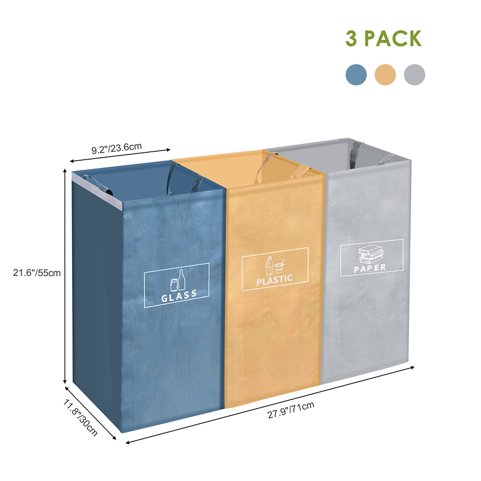 Kitchen Garbage Recycling Waste Bin Bags set, Separate 40L Sorting Bin ...