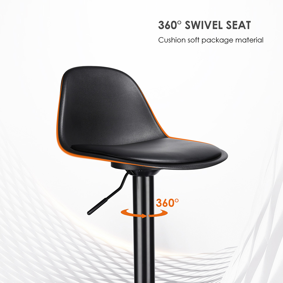 360° Rotating Bar Stool: Black, Round, Height-Adjustable