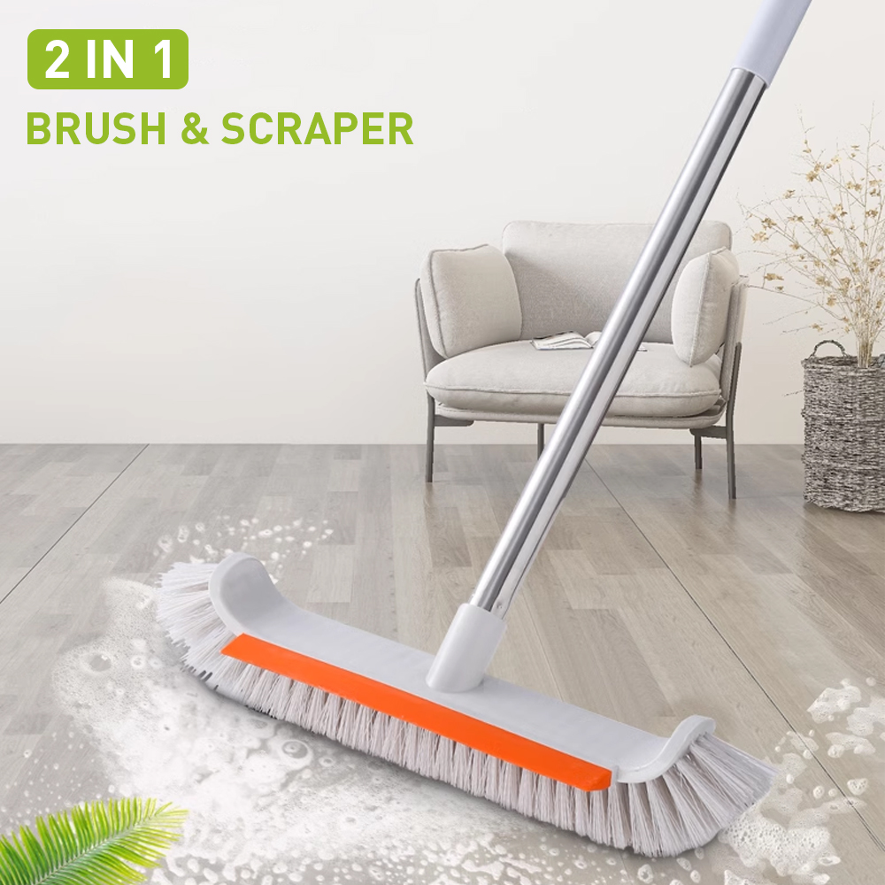 Grout Brush with Adjustable Handle, Shower Tile Floor Scrubber for ...