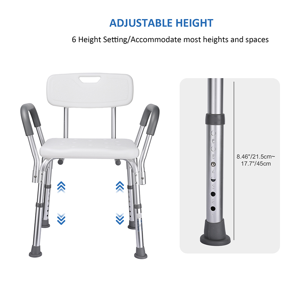 Aluminum Medical-Grade Shower Chair with Detachable Armrests ...