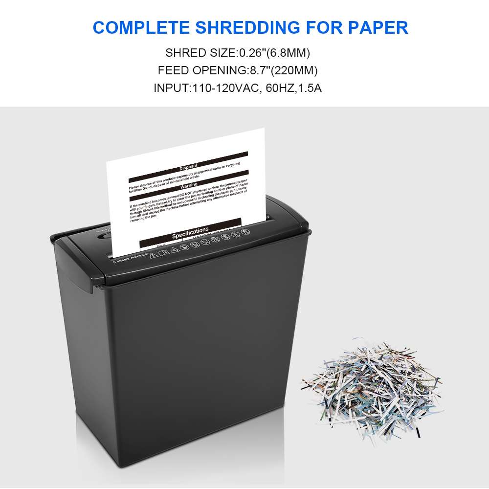 Portable Paper Shredder, 5-Sheet Strip Cut Shredder with Extendable Arm ...