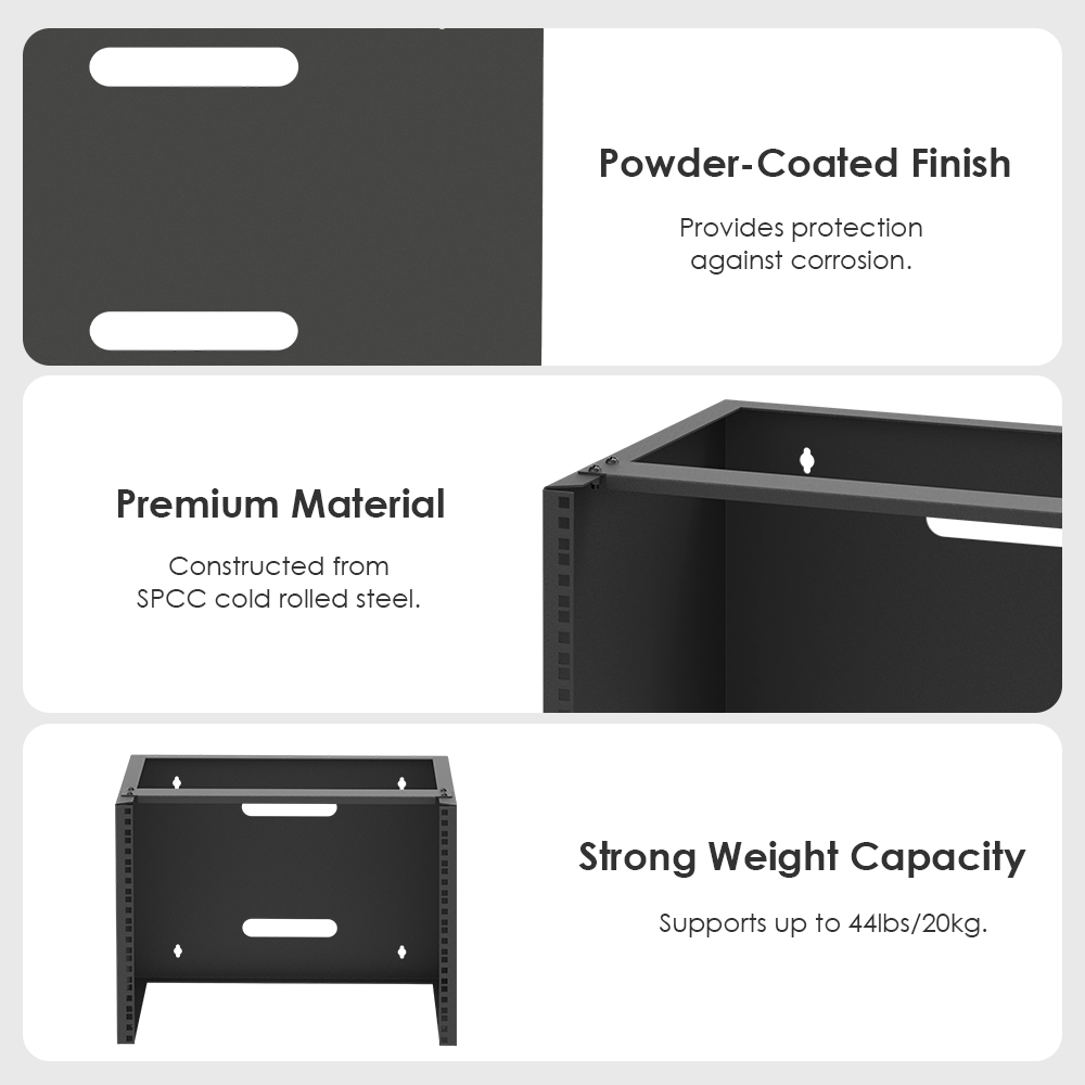 Heavy Duty Wall Mount Open Rack Cabinet for 19" Network Equipment ...