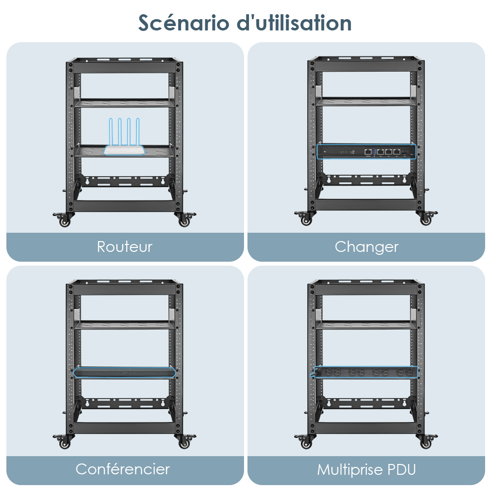Rack de serveur de capacité 15U/12U avec roues pour équipement réseau ...
