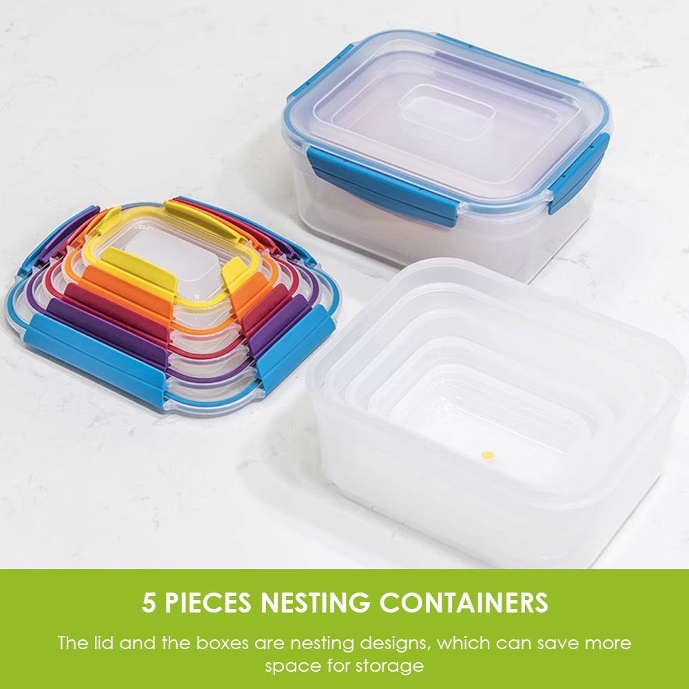 Airtight Food Storage Container with Lids, Nesting Boxes, Set of 5 - STORA™