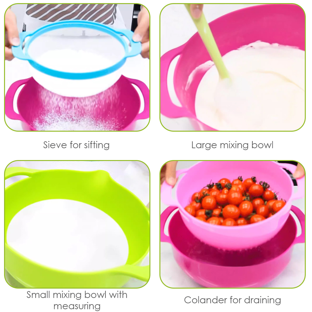 10 Pieces Mixing Bowls Set, Nesting BPA-Free Mixing Bowls for Baking ...