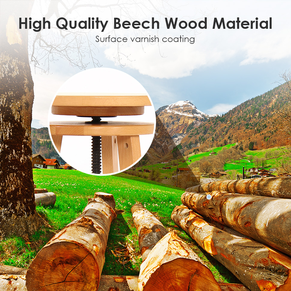 Wooden Drafting Stool with Adjustable Height