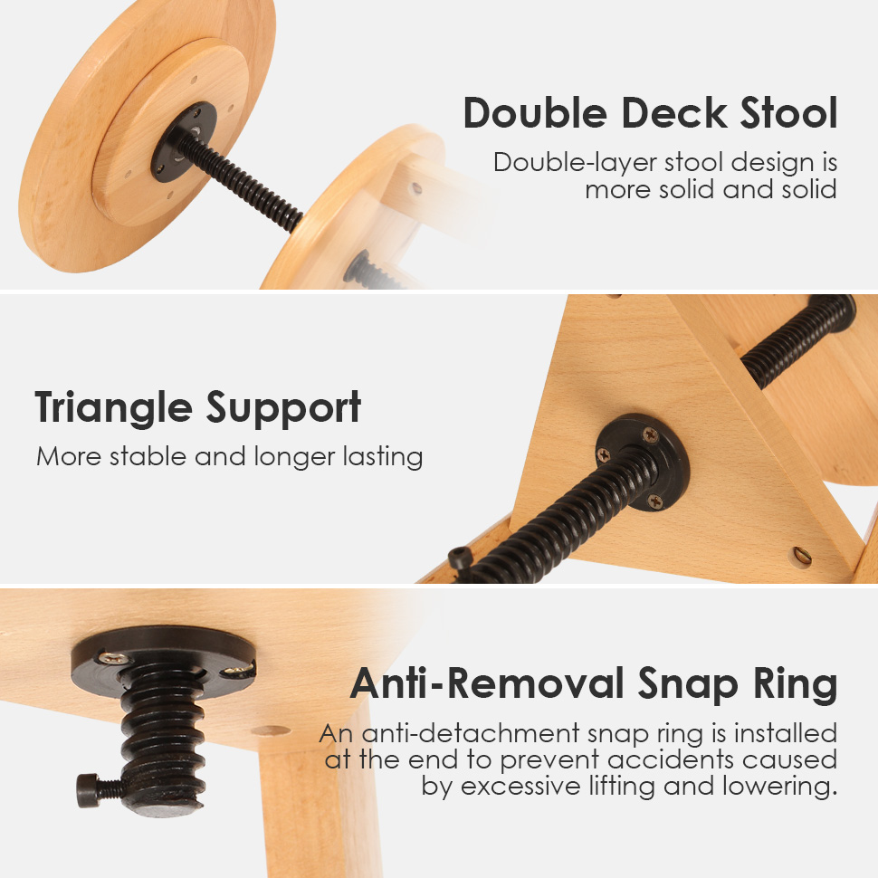 Wooden Drafting Stool with Adjustable Height