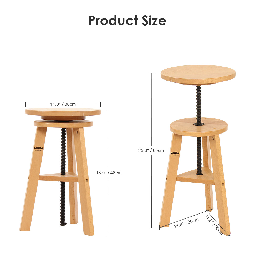 Beech Wooden Adjustable Height Drafting Stool