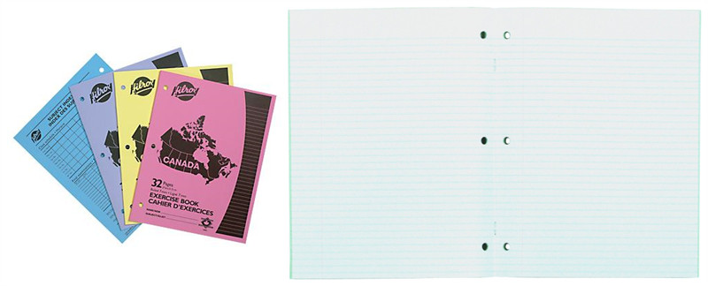Hilroy 32 Pages Canada Stitched Exercise Book,Letter 8.5" x 11,3 Hole ...