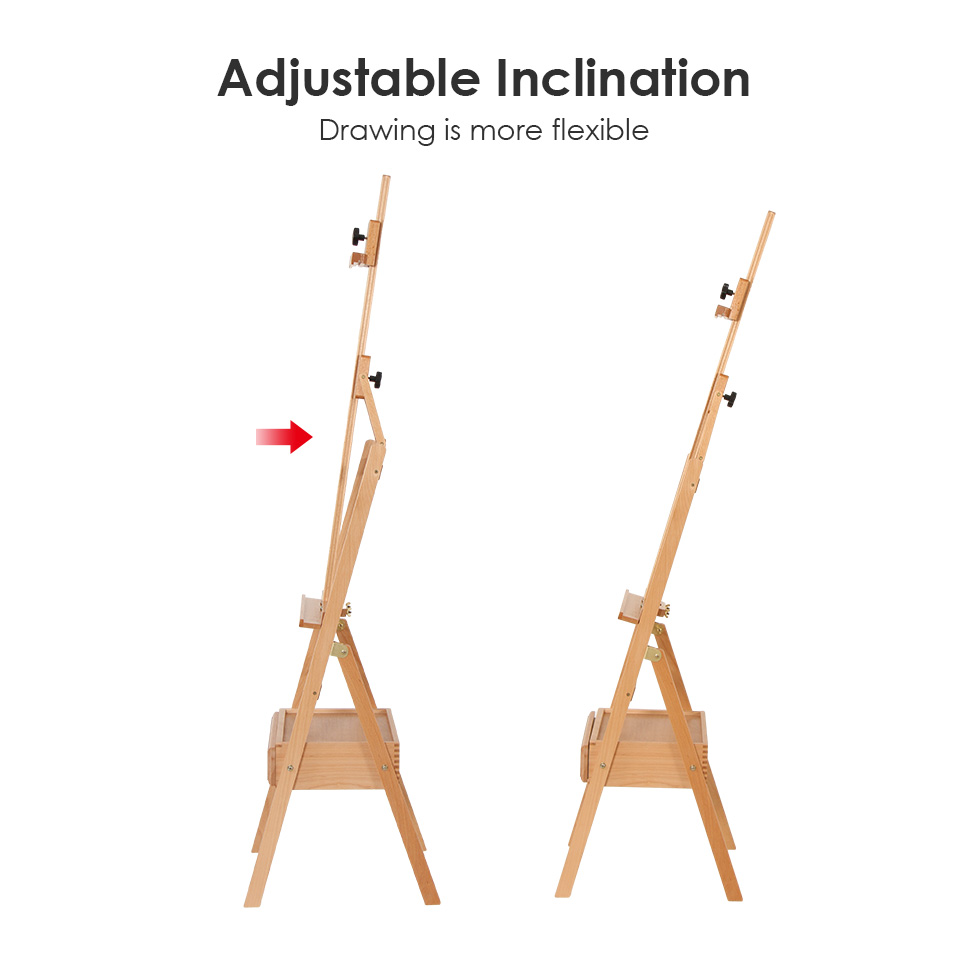 Beechwood Versatile H-Frame Studio Easels with Drawer