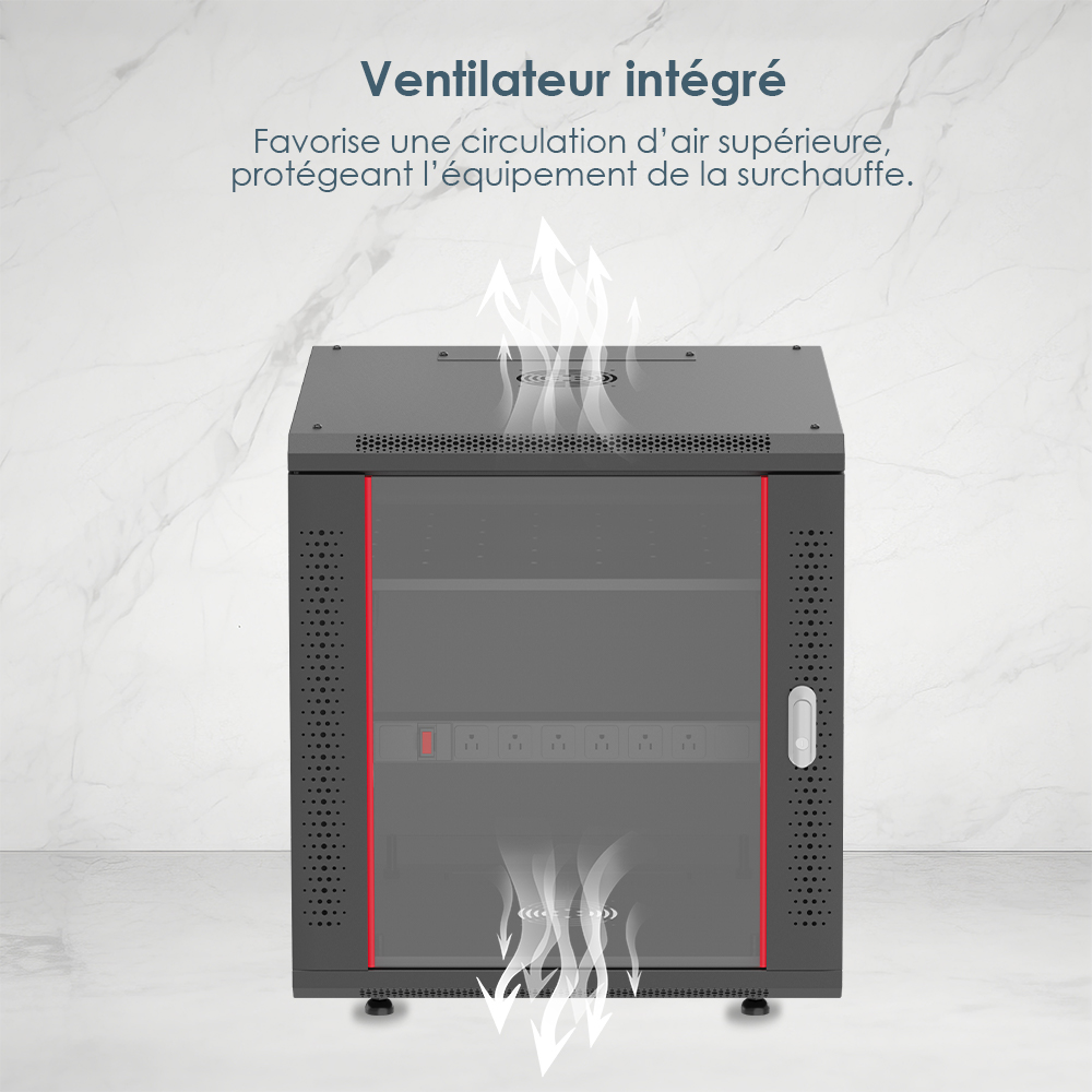 Armoire de Serveur 12U Durable avec PDU Intégré pour Centres de Données