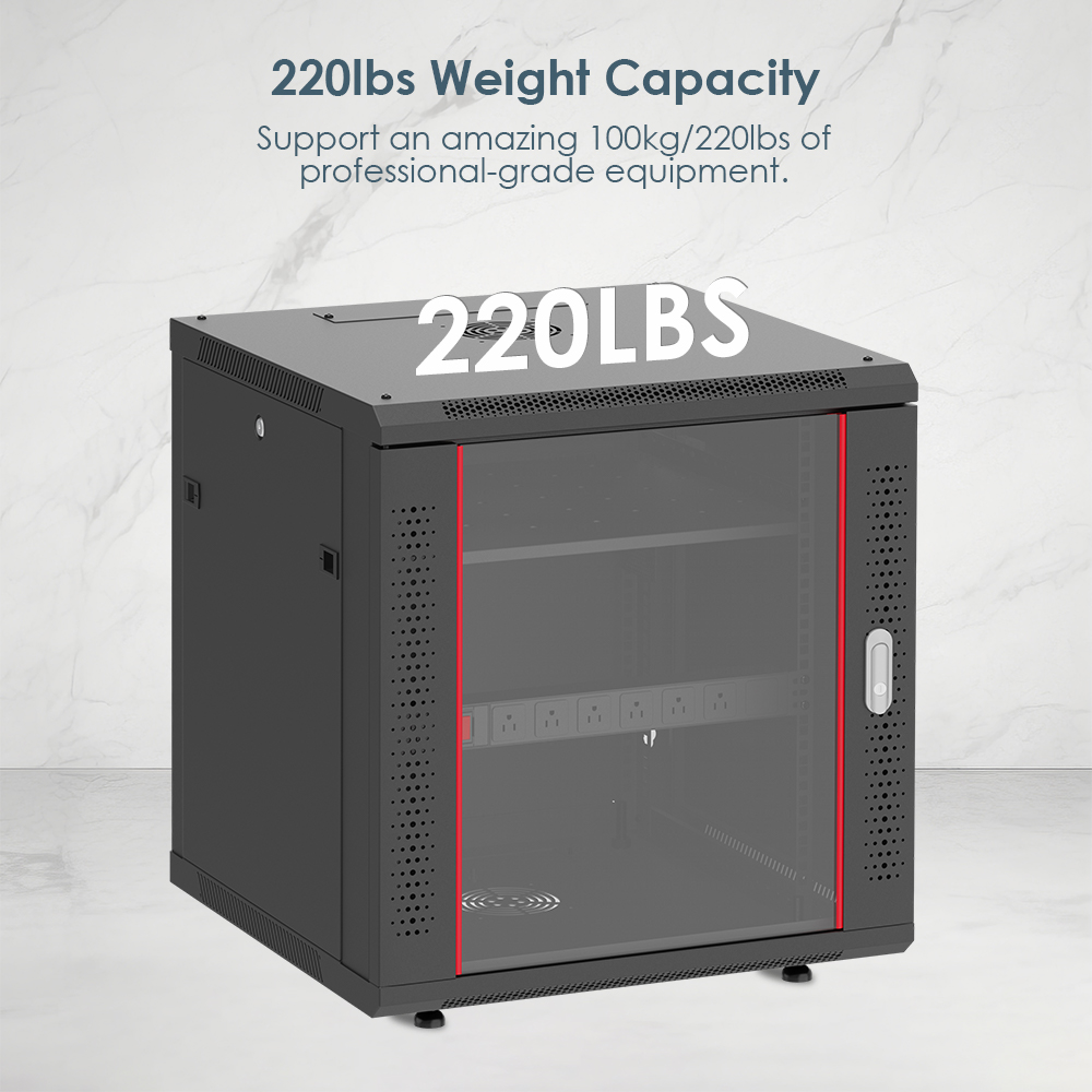 Durable 12U Server Rack with Integrated PDU for Data Centers