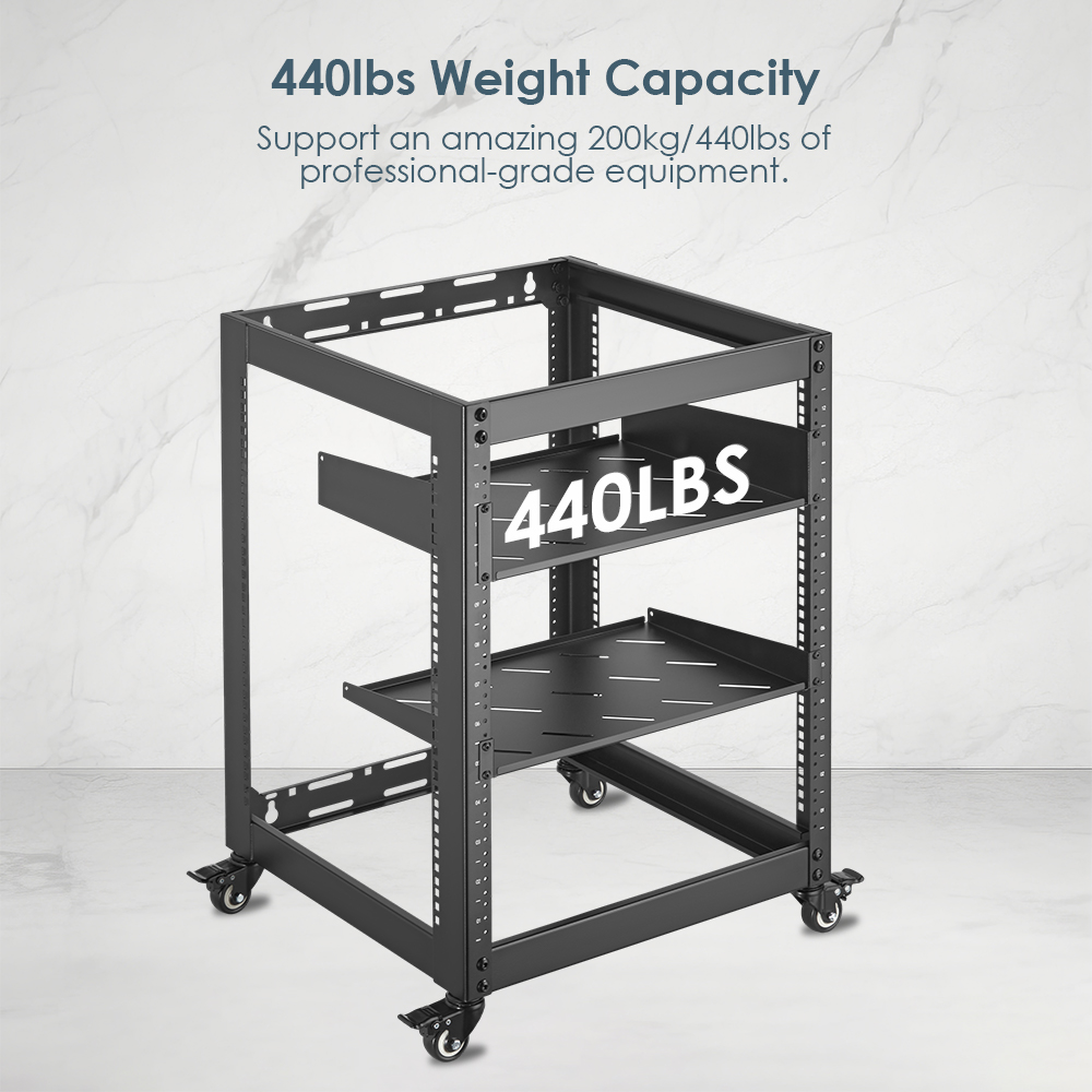 15U/12U Capacity Open Frame Server Rack with Wheels for 19" Networking ...
