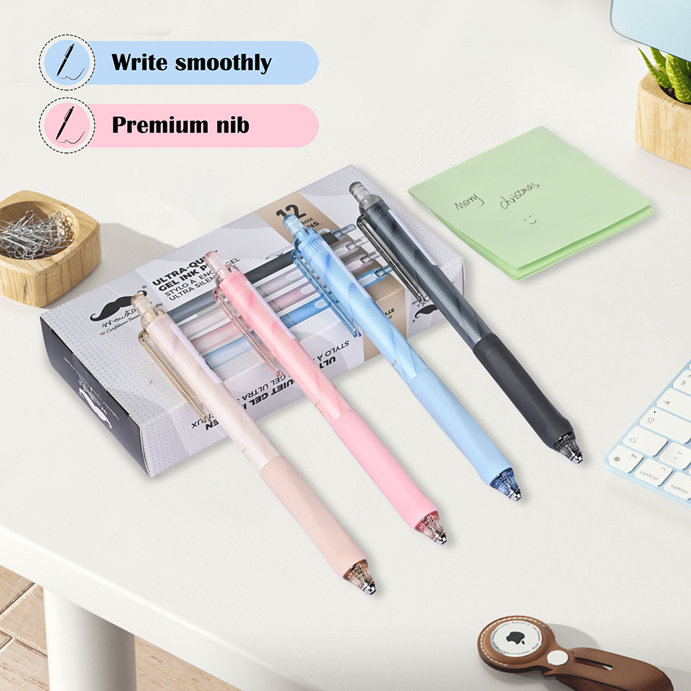 SilentPro Vibrant Smooth Writing Gel Ink Pens, Medium Point 0.5mm, 4 ...