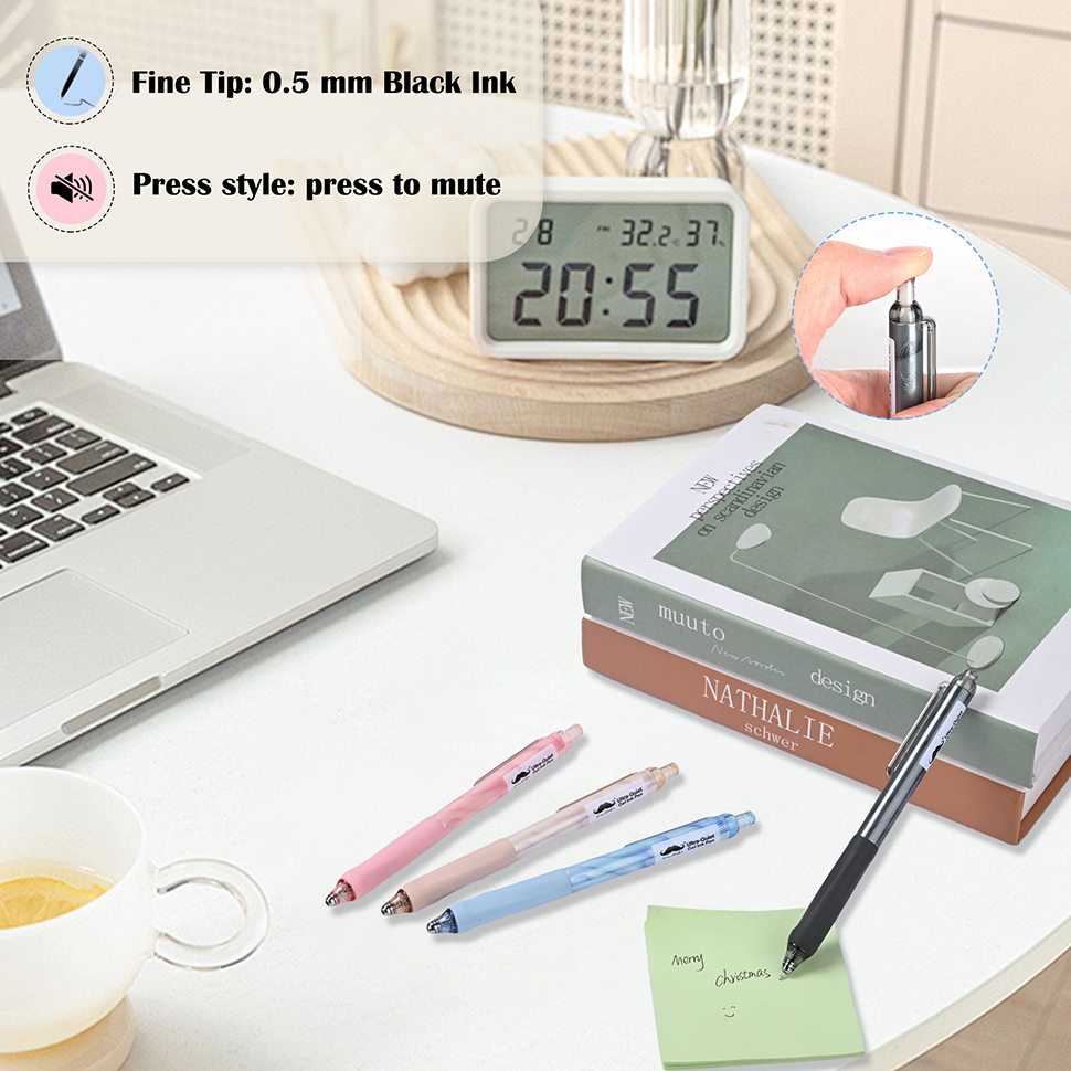 SilentPro Vibrant Smooth Writing Gel Ink Pens, Medium Point 0.5mm, 4 ...