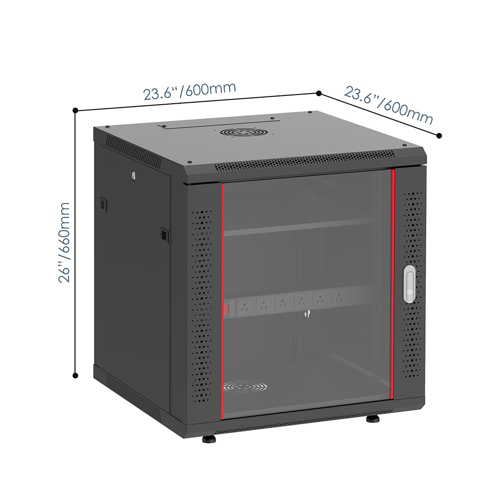 Durable 12U Server Rack with Integrated PDU for Data Centers