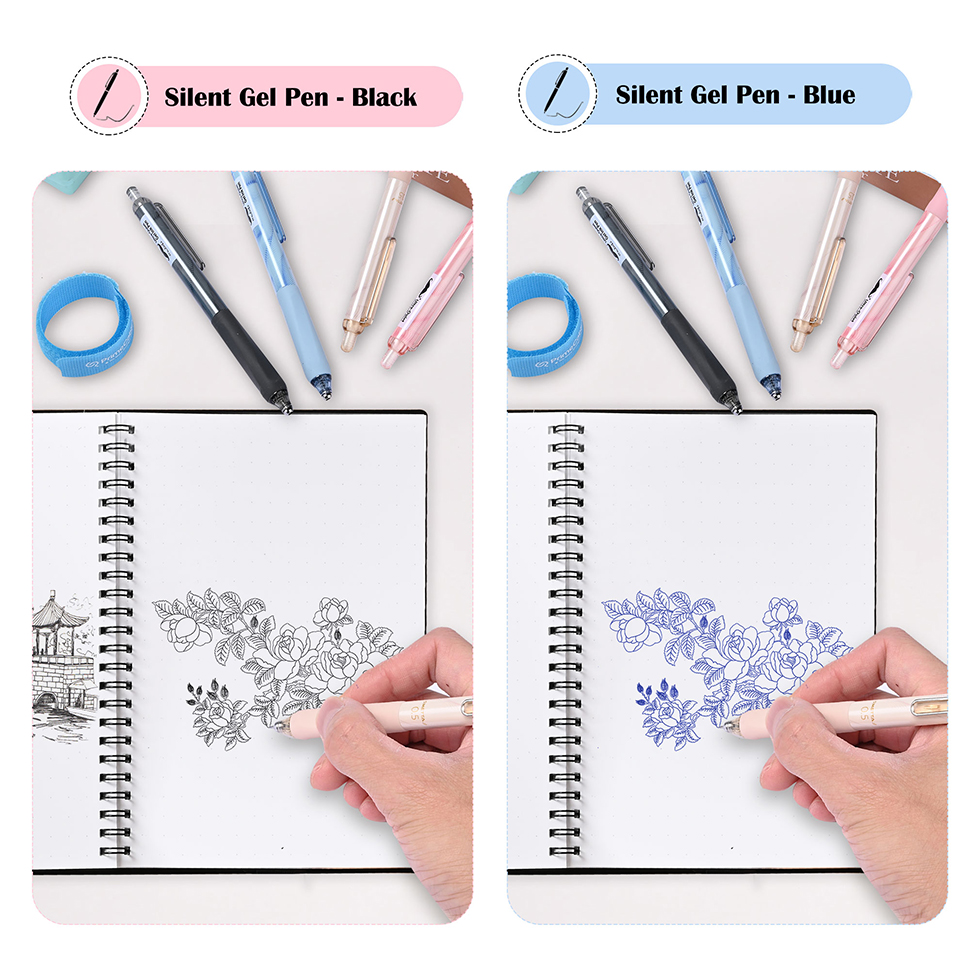 SilentPro Vibrant Smooth Writing Gel Ink Pens, Medium Point 0.5mm, 4 ...