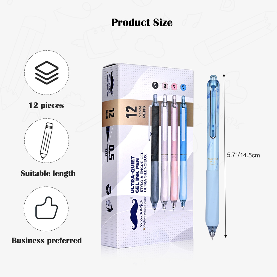 SilentPro Vibrant Smooth Writing Gel Ink Pens, Medium Point 0.5mm, 4 ...