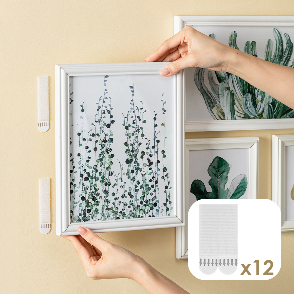 Adhesive Strips for Damage-Free Picture Hanging - 12-Pack