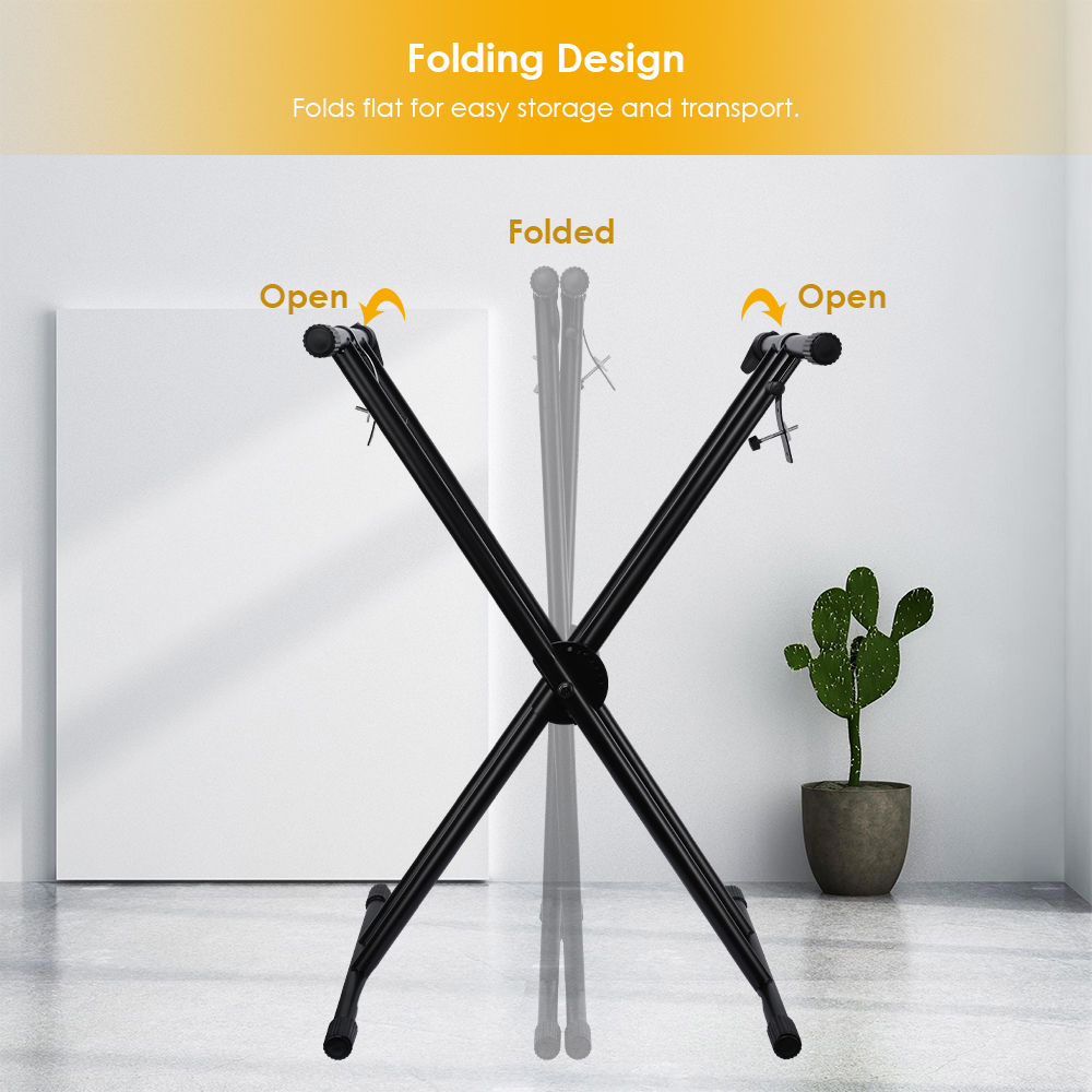 7 Position Height Adjustable Folding Double-Brace X Keyboard Stand ...