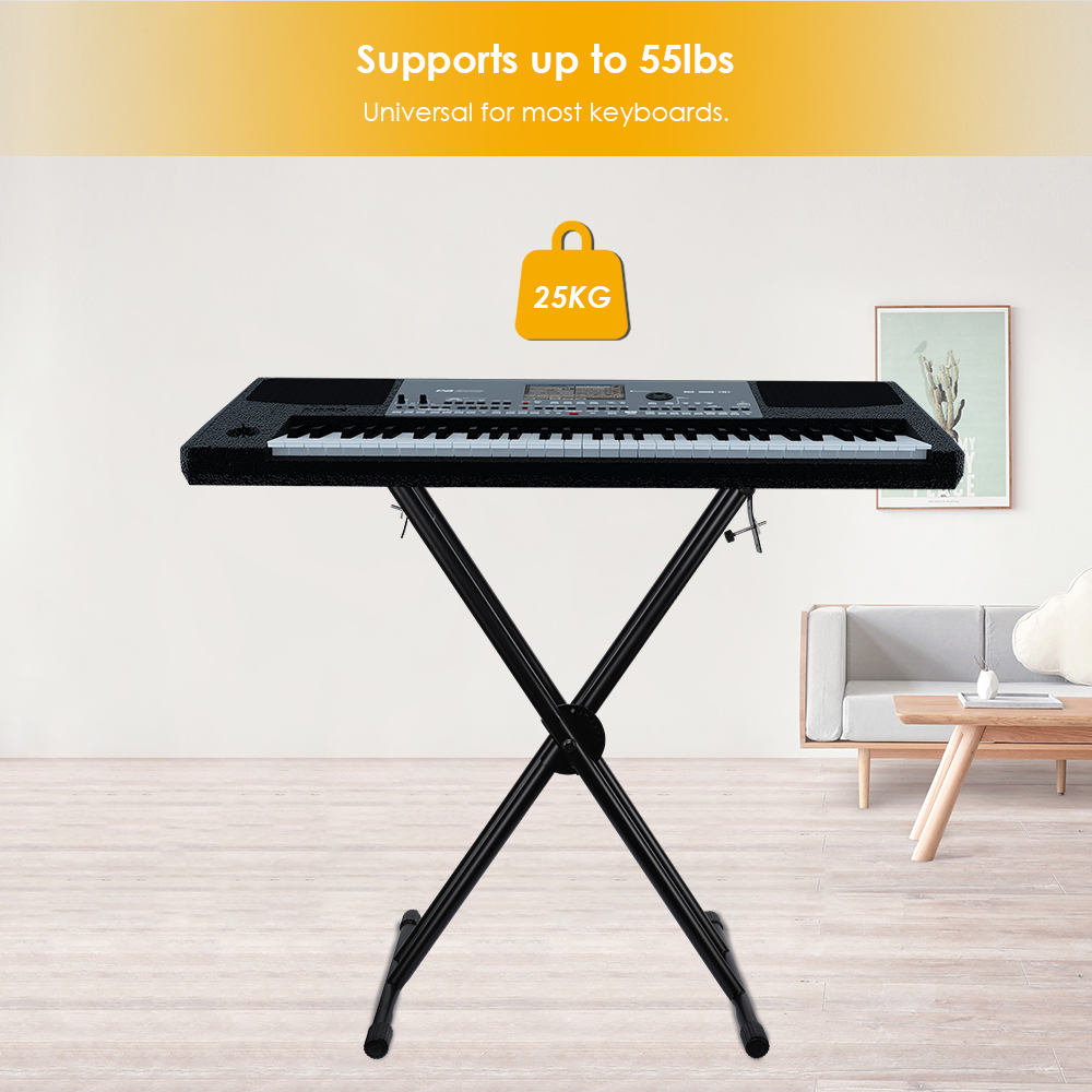 7 Position Height Adjustable Folding Double-Brace X Keyboard Stand ...