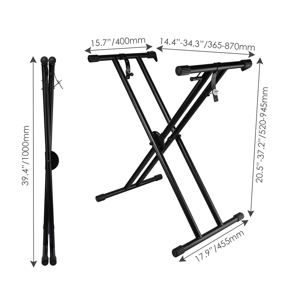 7 Position Height Adjustable Folding Double-Brace X Keyboard Stand ...