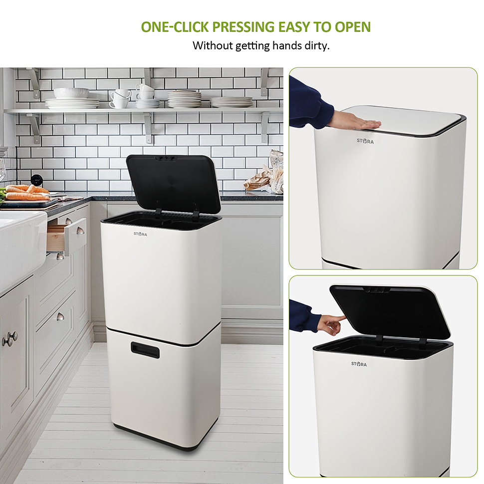 Large 65L Kitchen Trash Bin with Classified Compartments