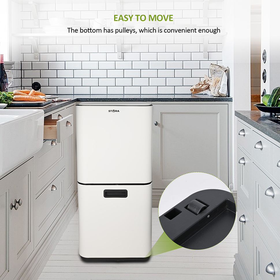 Large 65L Kitchen Trash Bin with Classified Compartments