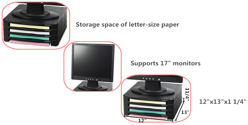 Exponent® Stackable Monitor Stand, Black - 12" x 13" x 1-1/4" 700419 ...