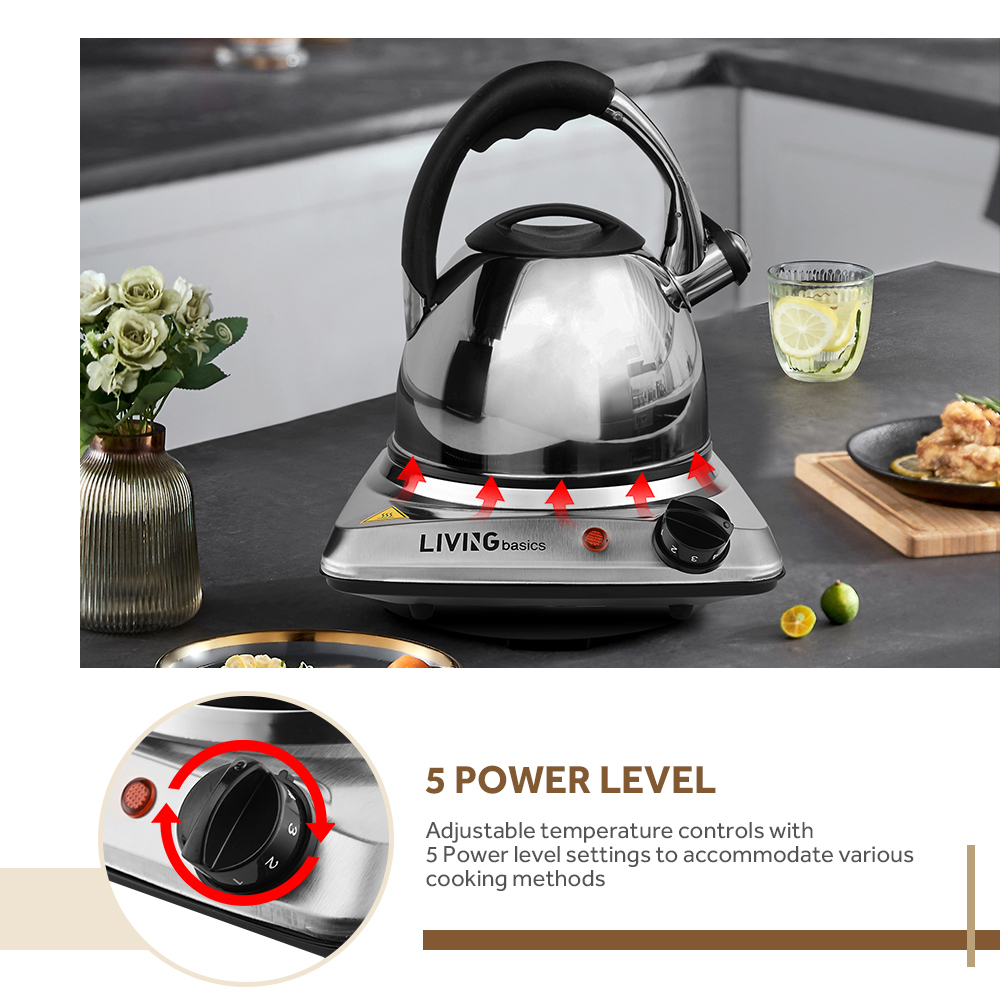 Countertop Infrared Single Burner, 1000W Electric Hot Plate, 5 Level ...