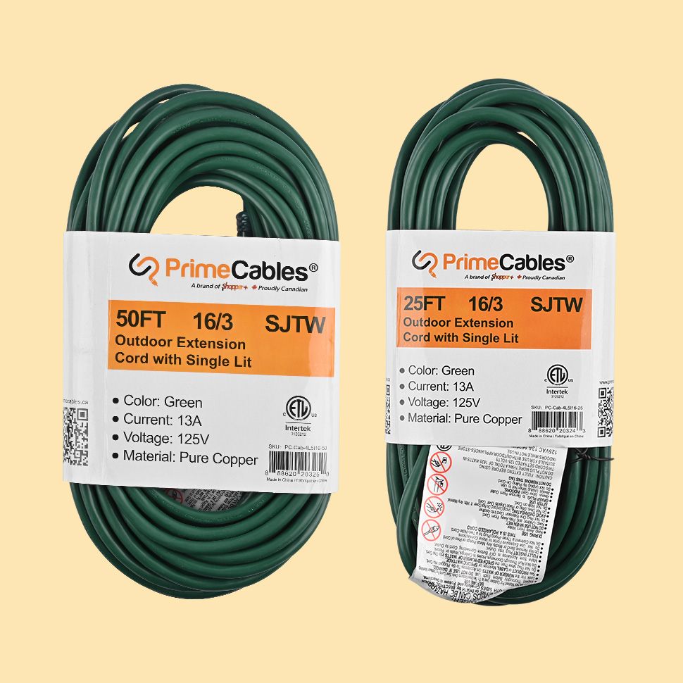 13A Outdoor Extension Cord, SJTW 16AWG*3C Power Cord, ETL Listed ...