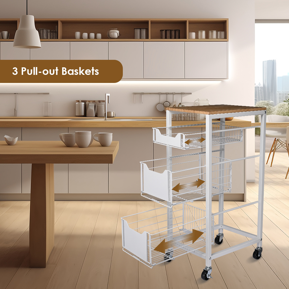 Kitchen Cart, Rolling Coffee Cart on Wheels with 5-Tier Wire Drawer for ...