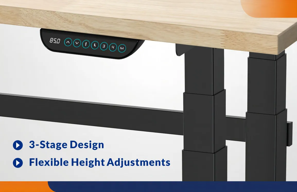 Four-Motor 3-Stage 4-Leg 90 inch Electric Workbench with Rubberwood ...