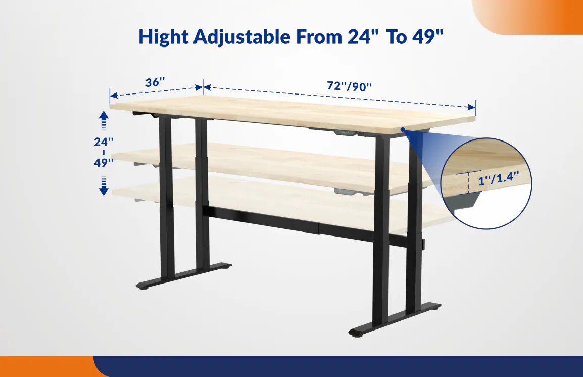 Four-Motor 3-Stage 4-Leg 90 inch Electric Workbench with Rubberwood ...