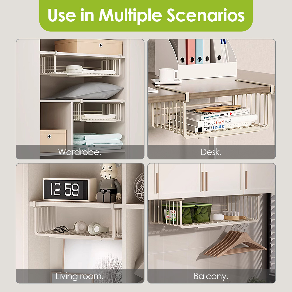 Under Shelf Hanging Basket Extendable Adjustable Metal Under Shelf ...