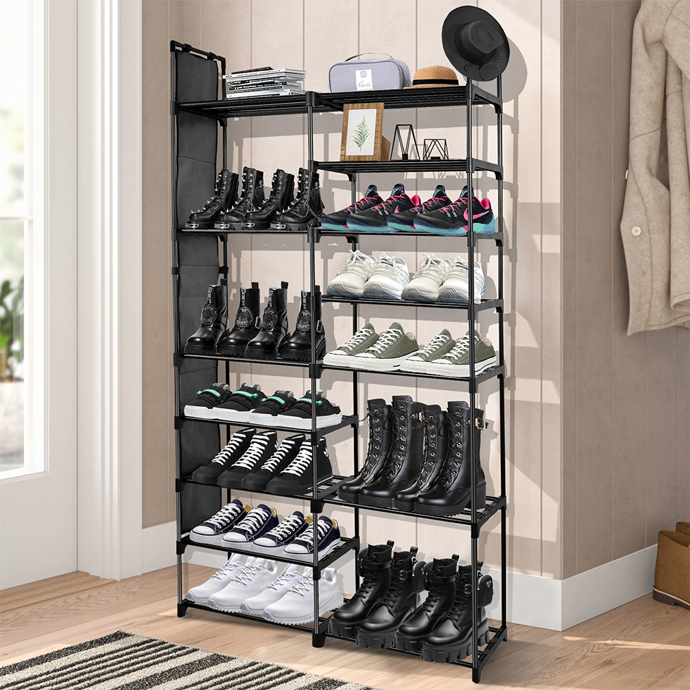 Shop 9-Tier Shoe Rack in Black - Space-Saving Shoe Organizer