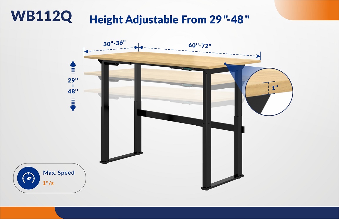 Dual-Motor 2-Stage 4-Leg 60 inch Electric Workbench with Rubberwood ...