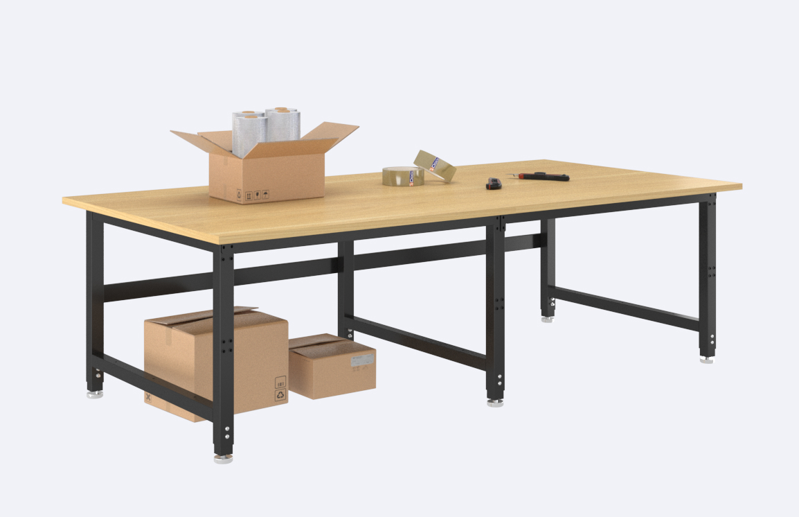 6-Leg 96x48 inch Heavy Duty Packing Table with Rubberwood Tabletop