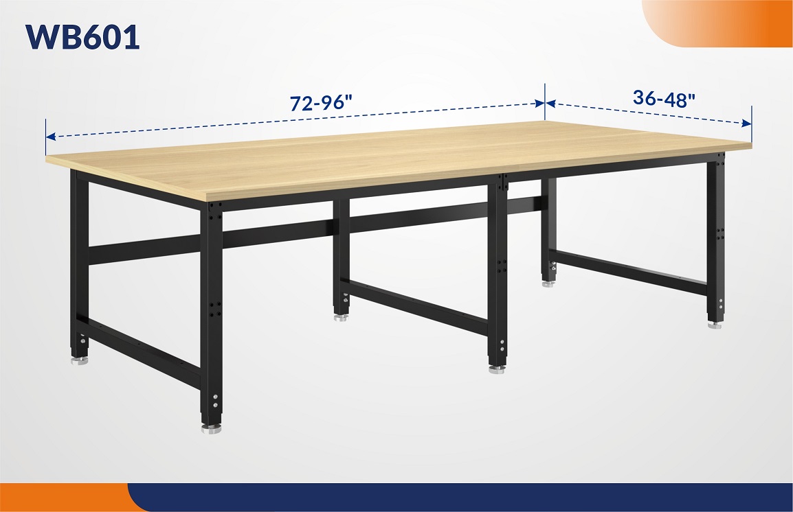 6-Leg 96x48 inch Heavy Duty Packing Table with Rubberwood Tabletop