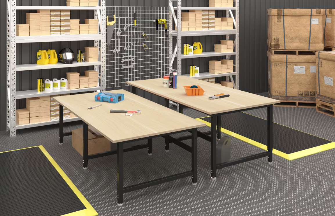 6-Leg 96x48 inch Heavy Duty Packing Table with Rubberwood Tabletop