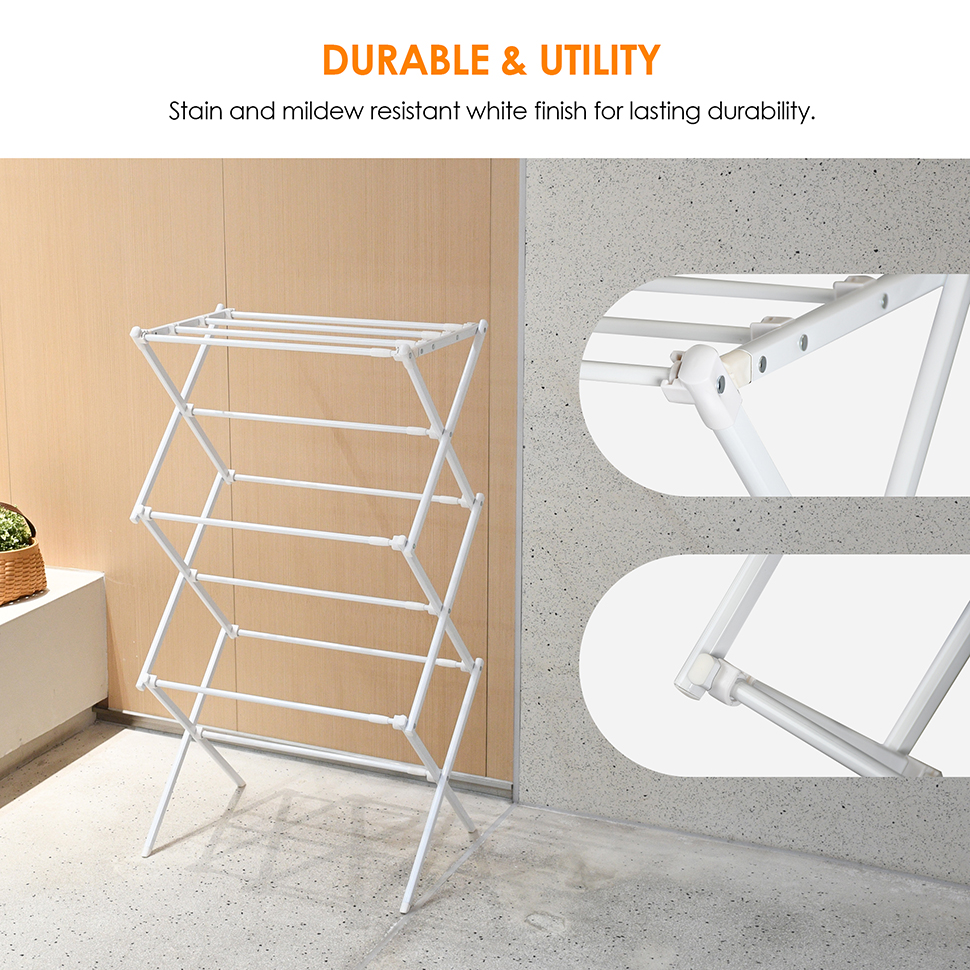 Clothes Drying Rack, 3 Tiers Extensible Laundry Drying Rack Clothes ...