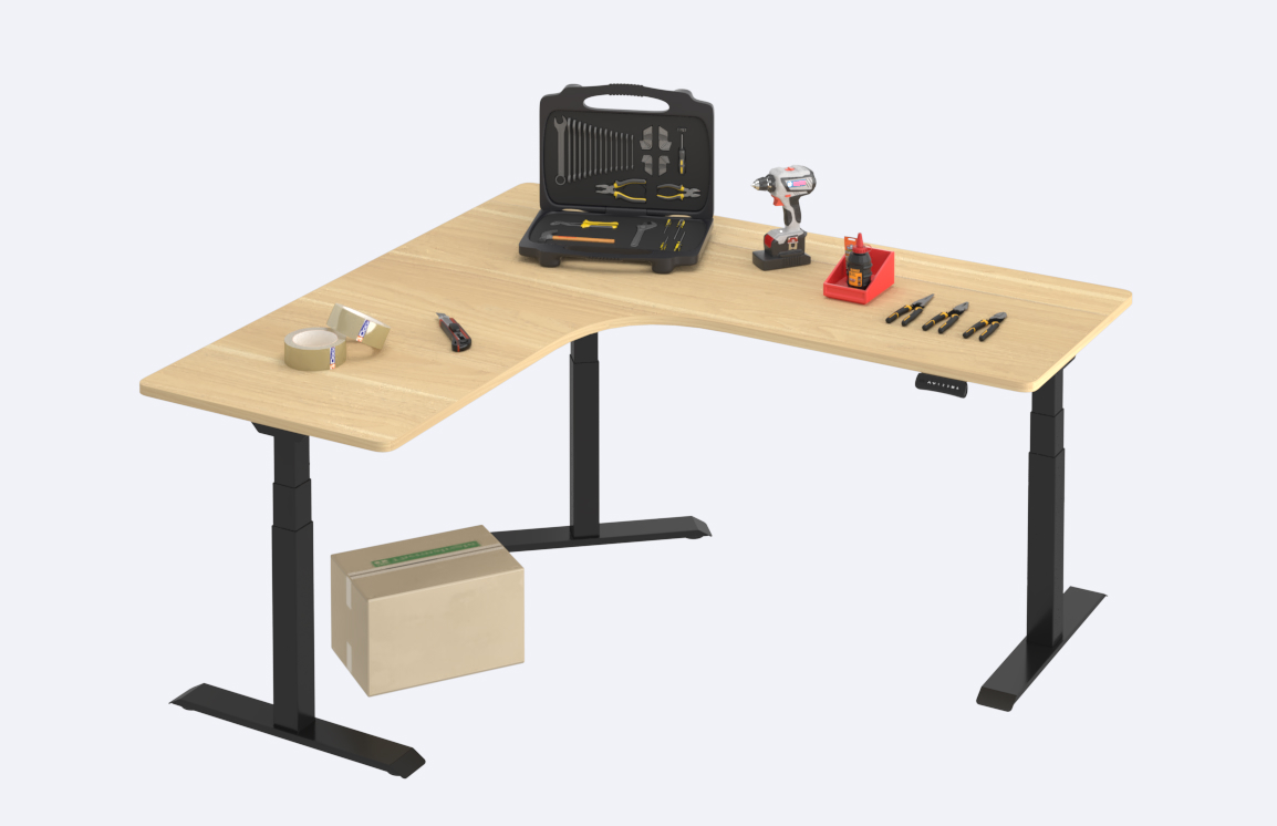 L-Shaped 3-Motor 3-Stage 3-Leg Electric Workbench