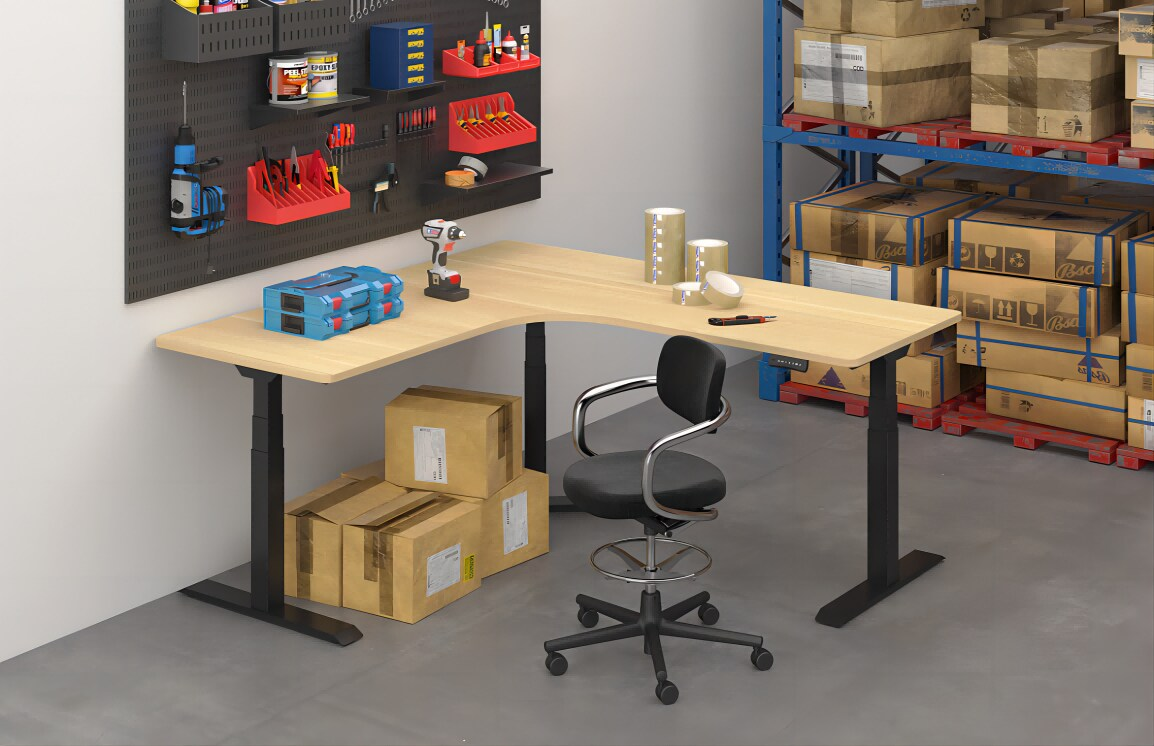 L-Shaped 3-Motor 3-Stage 3-Leg Electric Workbench