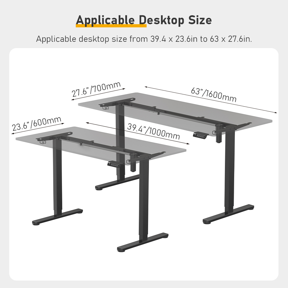 Height Adjustable Electric Standing Desk Frame with 3-Memory Positions ...