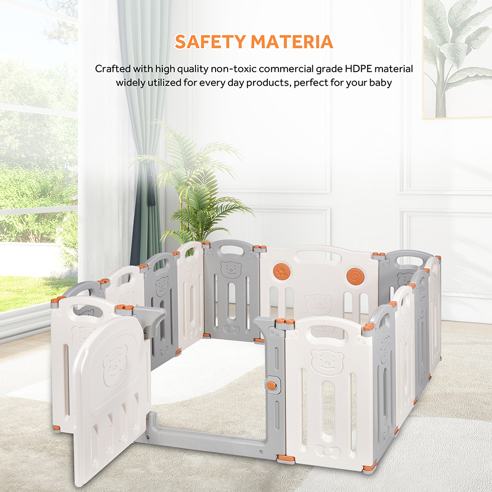 14-Panel Foldable Indoor & Outdoor Baby Playpen - LIVINGbasics